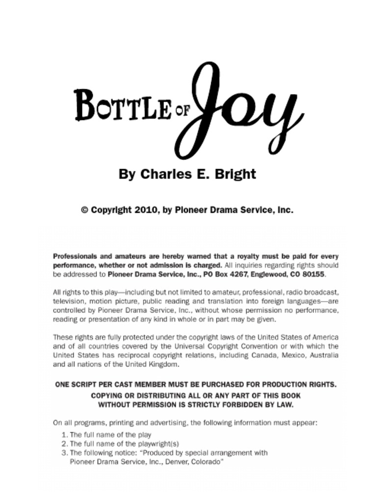 Bottle of Joy (Script) | PDF | Copyright