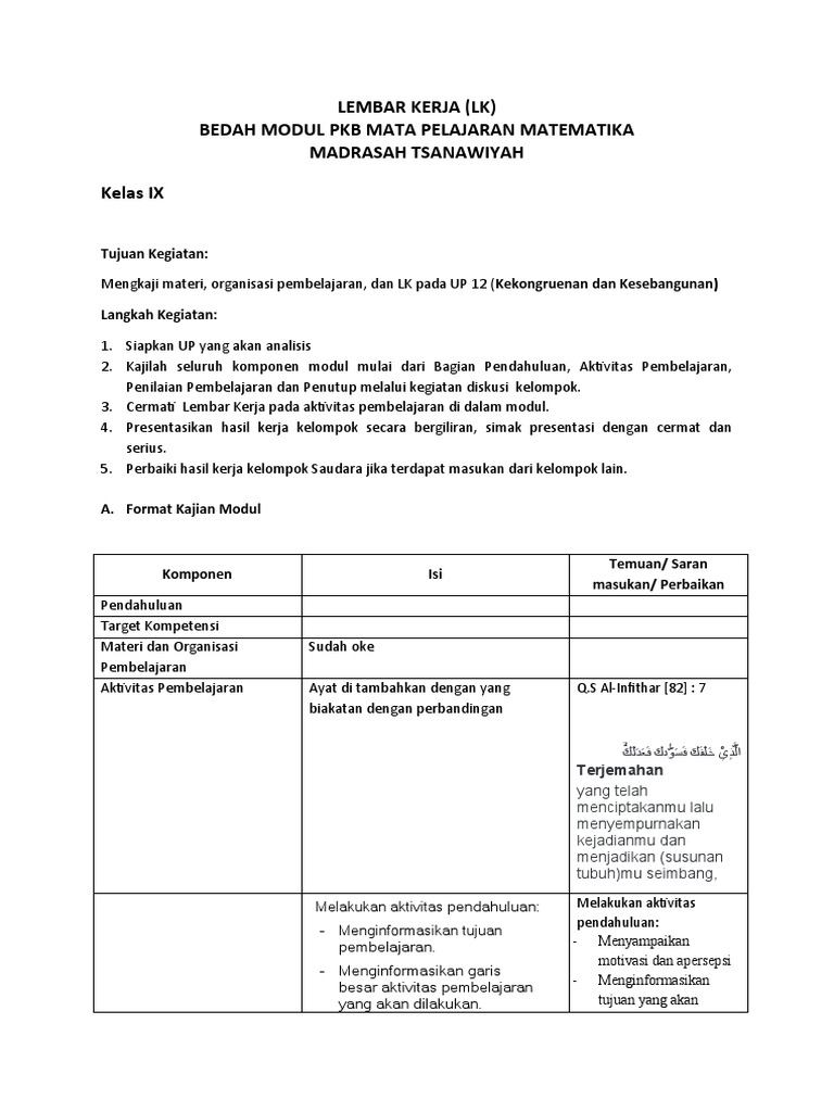 LK Bedah Modul - MGMP MTK DM | PDF