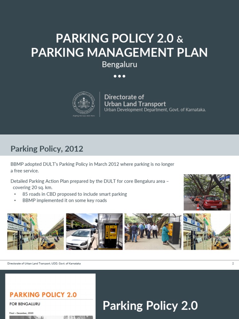 Parking Policy and Parking Management Plan For Bengaluru - 08.07.2022 ...