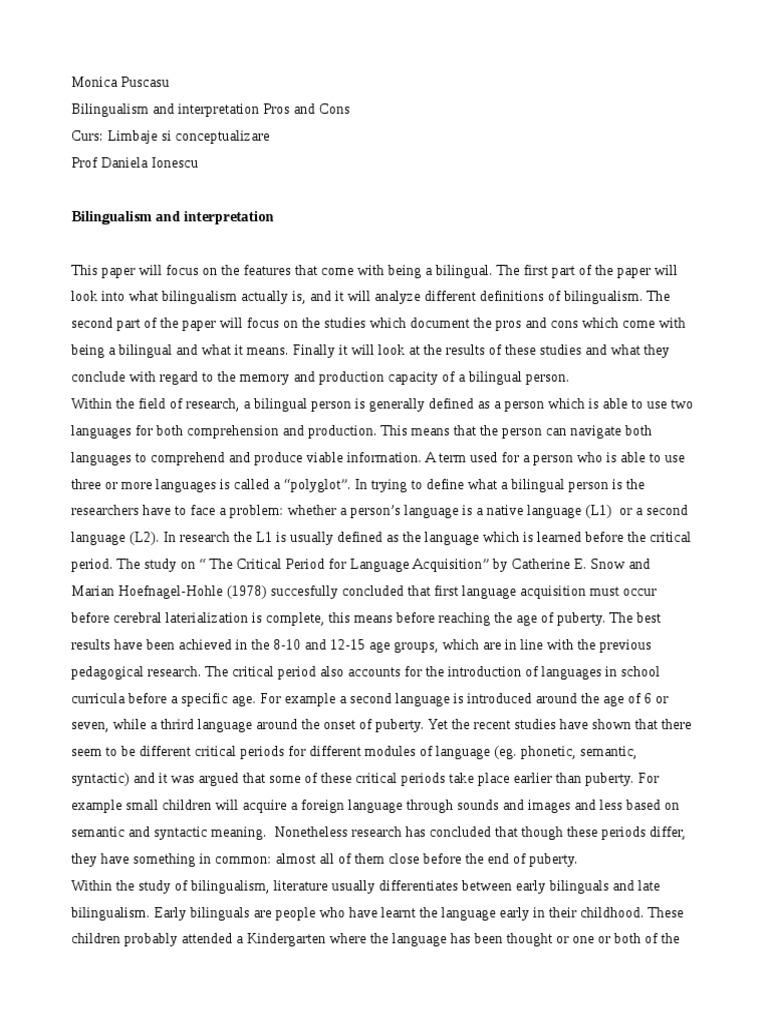 Analyzing the Complex Cognitive Processes of Bilingual Interpretation ...