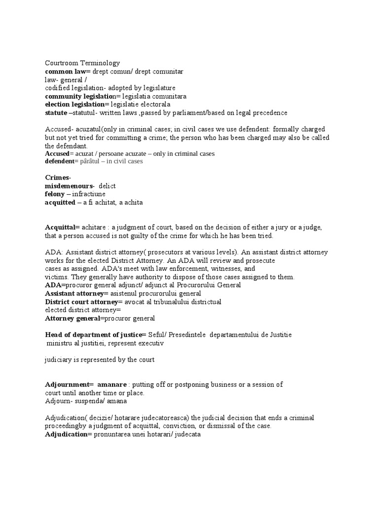 Courtroom Terminology Explained | PDF | Probation | Plea