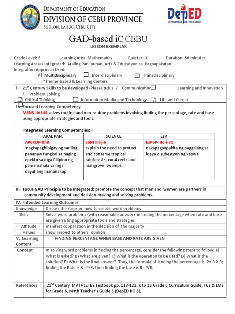 LessonExemplaR mATH 6 | PDF | Learning | Cognition