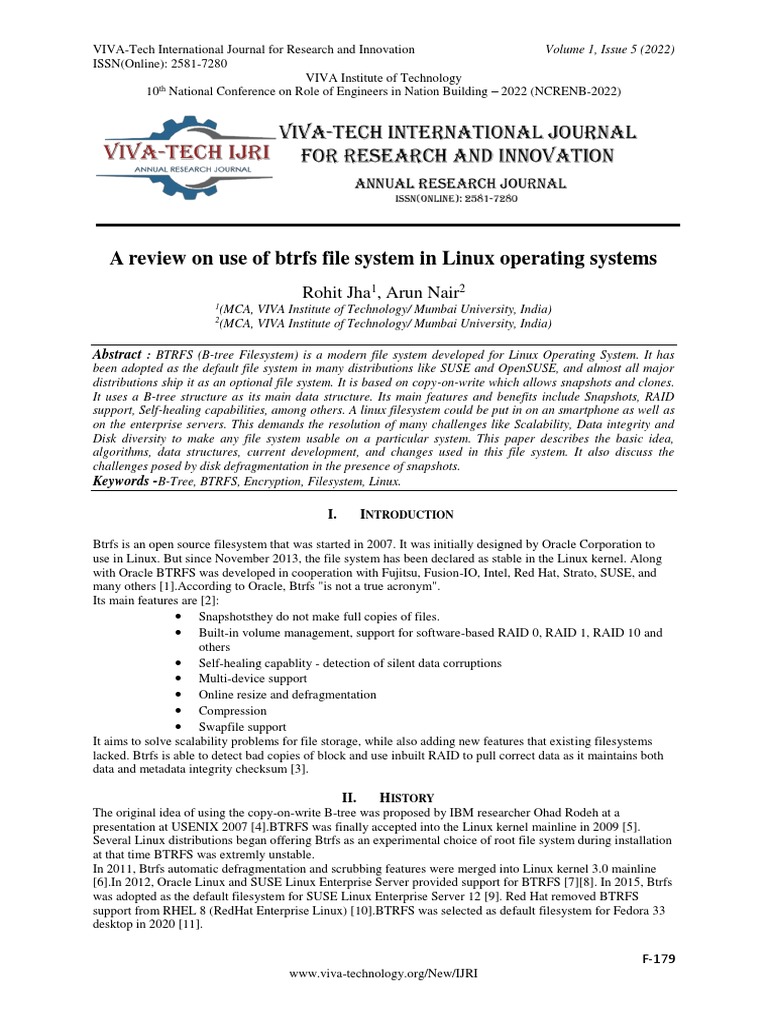 A Review On Use of Btrfs File System in Linux Operating Systems | PDF ...