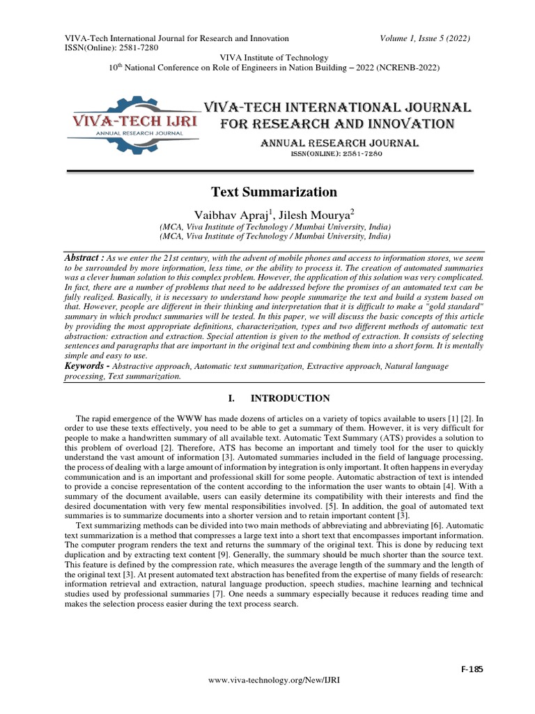 Text Summarization | PDF | Cognition | Cognitive Science