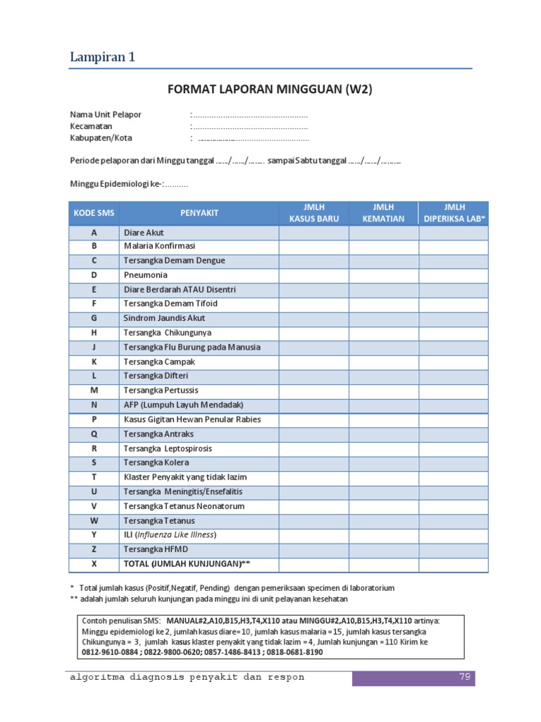 Format Laporan SKDR Mingguan-Revisi 2012 DO Penyakit Form W2 Rumor - 09juni2021 | PDF