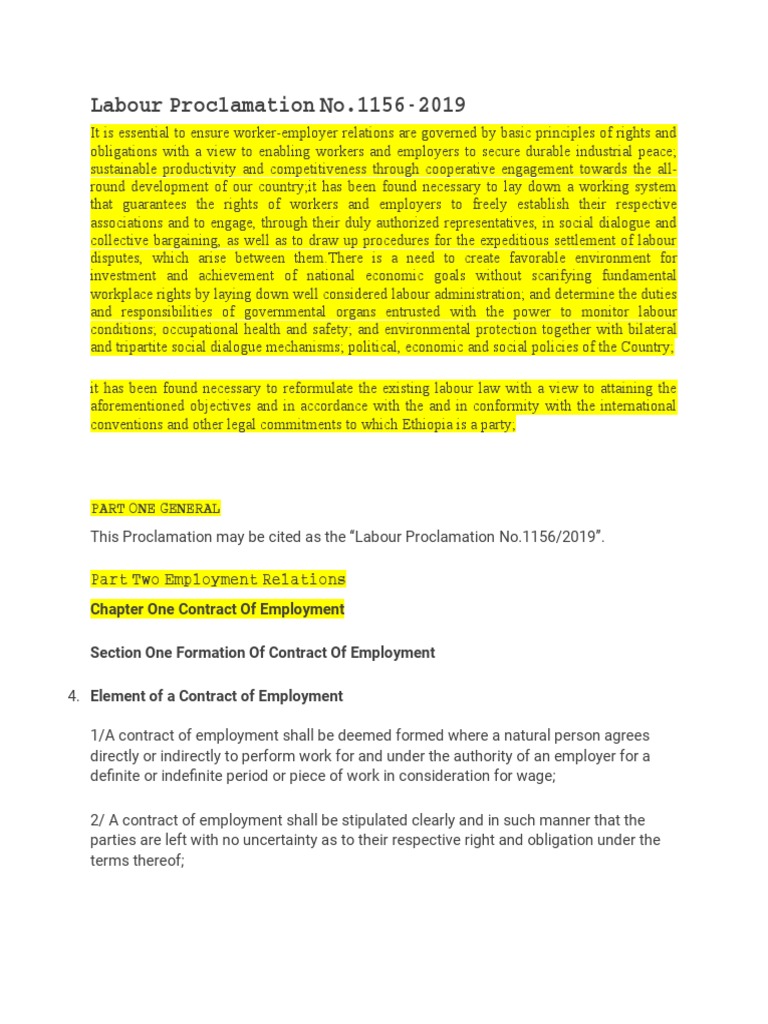 Labour Proclamation No 1156 Word | PDF | Employment | Working Time