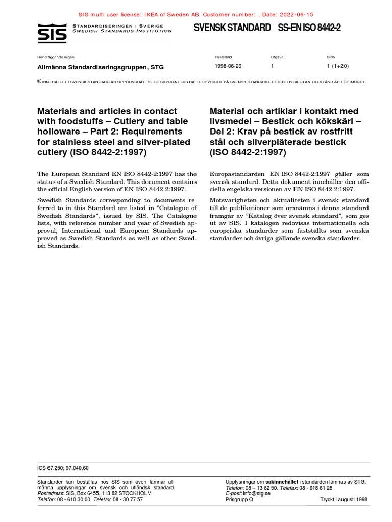SS en Iso 8442 2 en | PDF