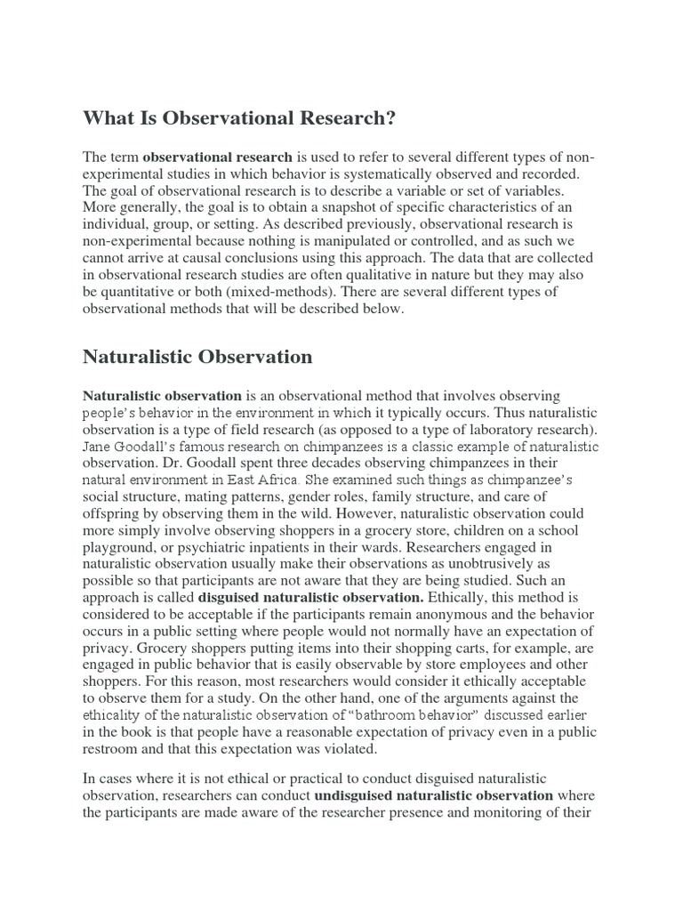 What Is Observational Research | PDF | Observation | Quantitative Research