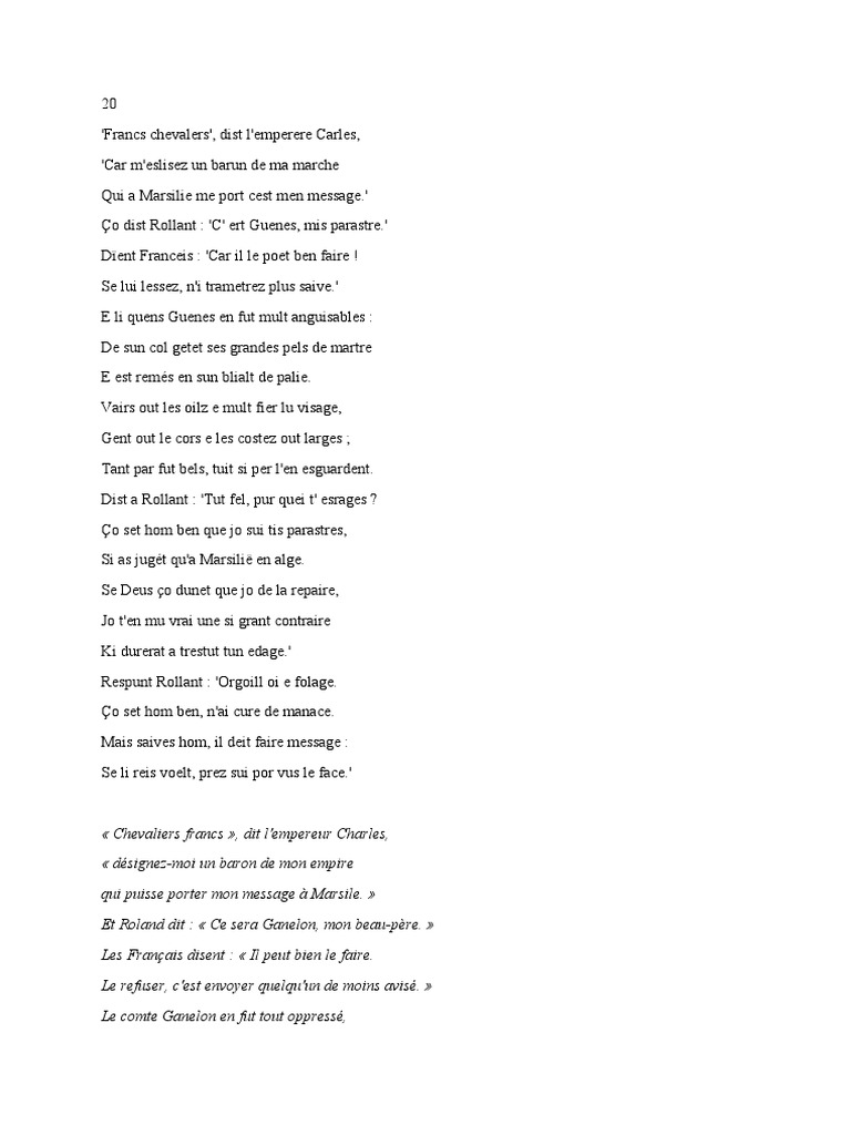La Chanson de Roland | PDF | Folklore français | Littérature française ...