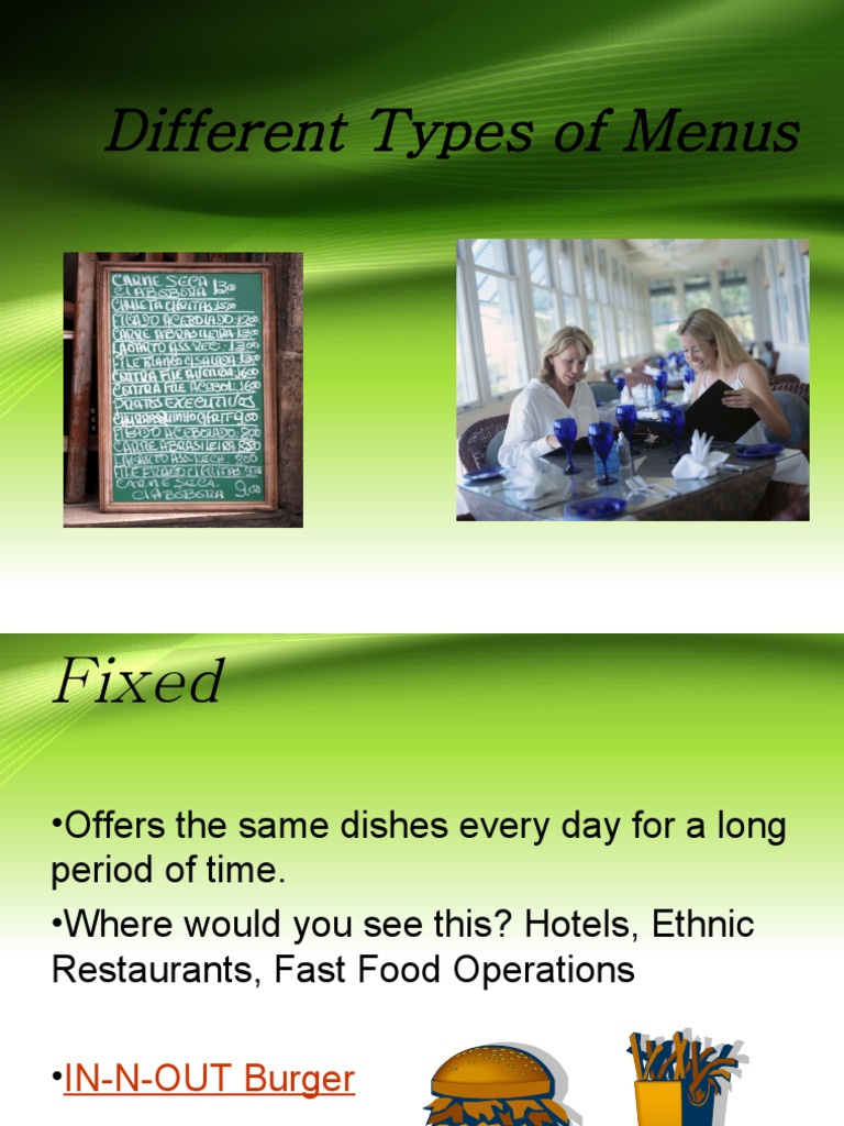 Different Types of Restaurant Menus Explained | PDF