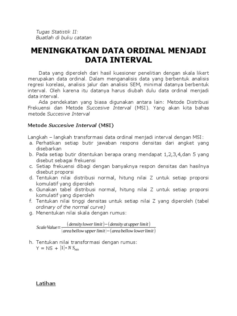 Transforming Ordinal Data into Interval Scale Using Successive Interval Method | PDF
