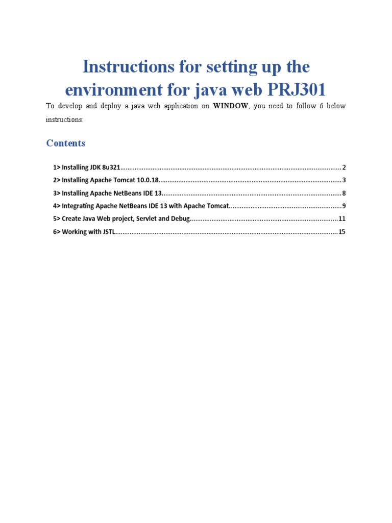 Instructions For Setting Up The Environment For Java Web PRJ301 | PDF ...