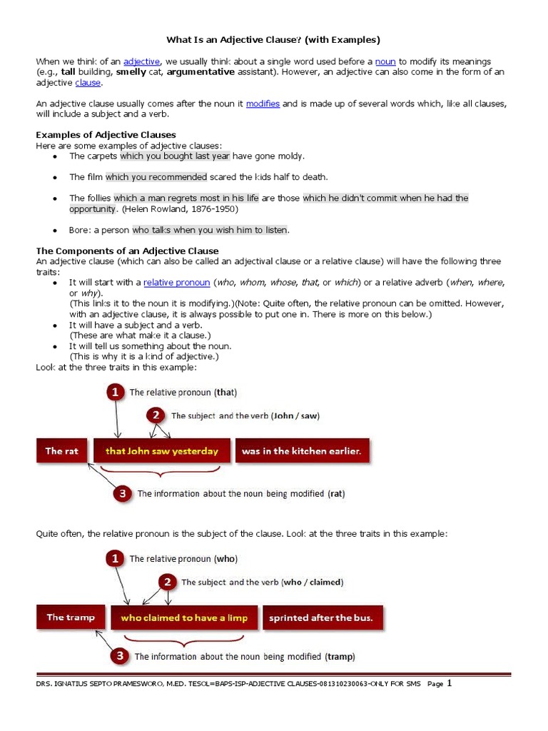 Understanding Adjective Clauses | PDF | Adjective | Verb