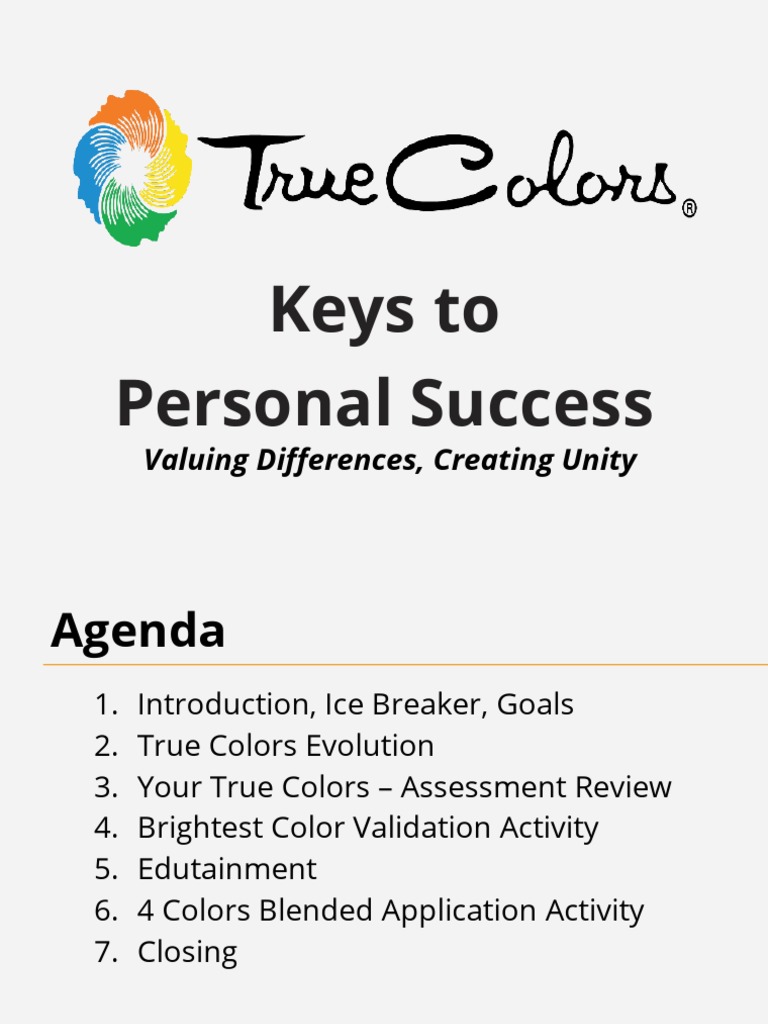 True Colors Training Presentation | PDF | Psychological Concepts ...