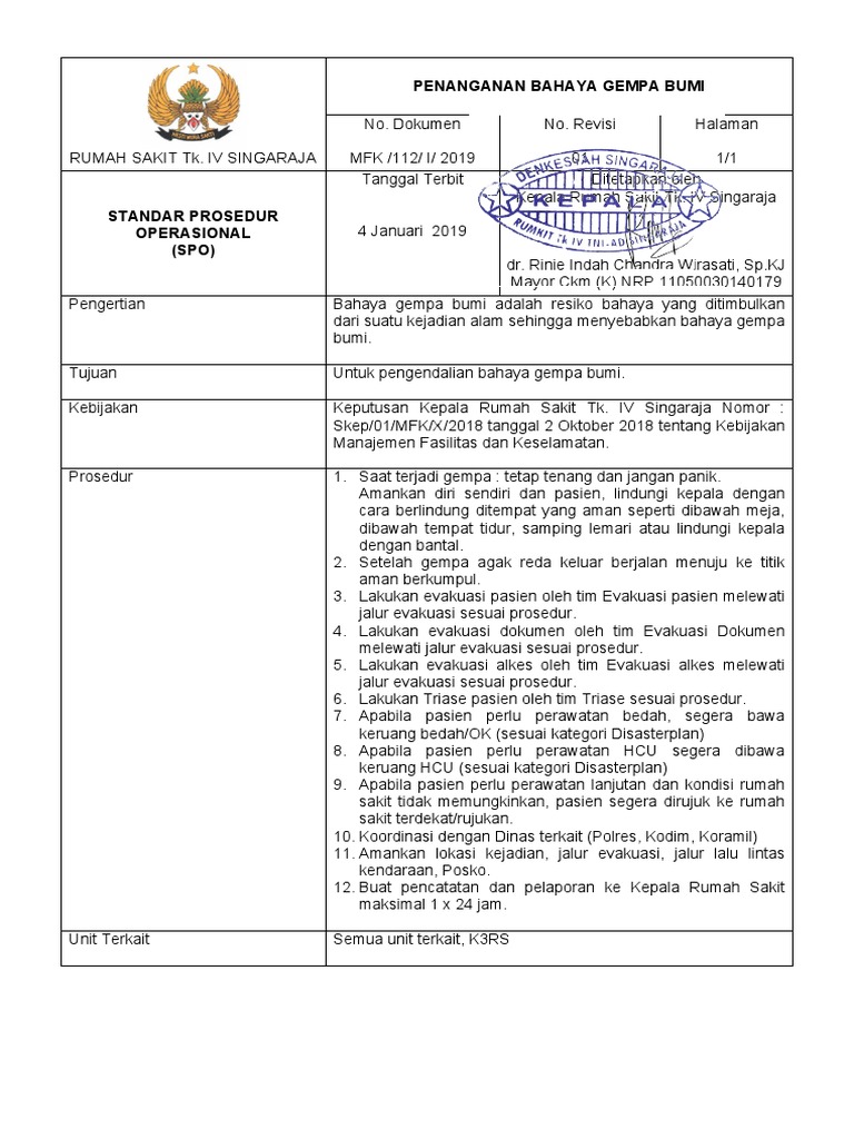 SPO PENANGANAN GEMPA BUMI...... FIXe99 | PDF