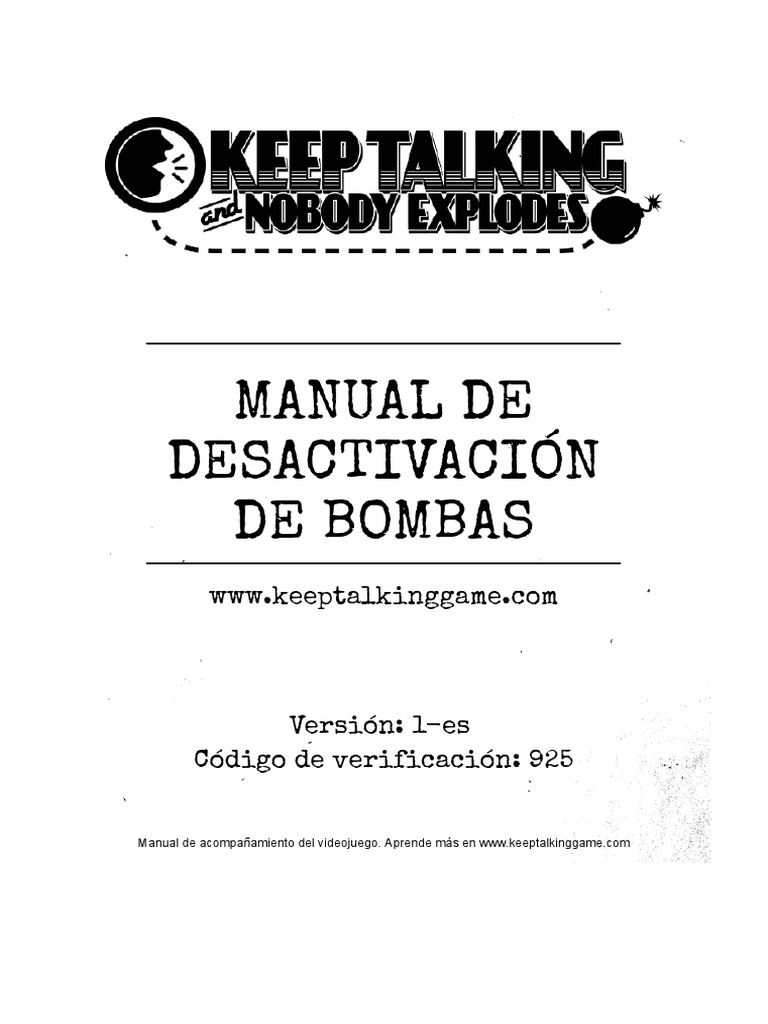 Keep Talking and Nobody Explodes - Manual de Desactivación de Bombas ...