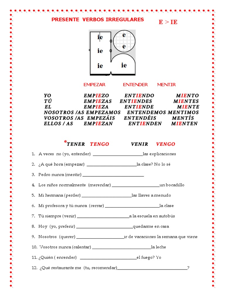 Ejercicio Los Verbos Irregulares 2 | PDF