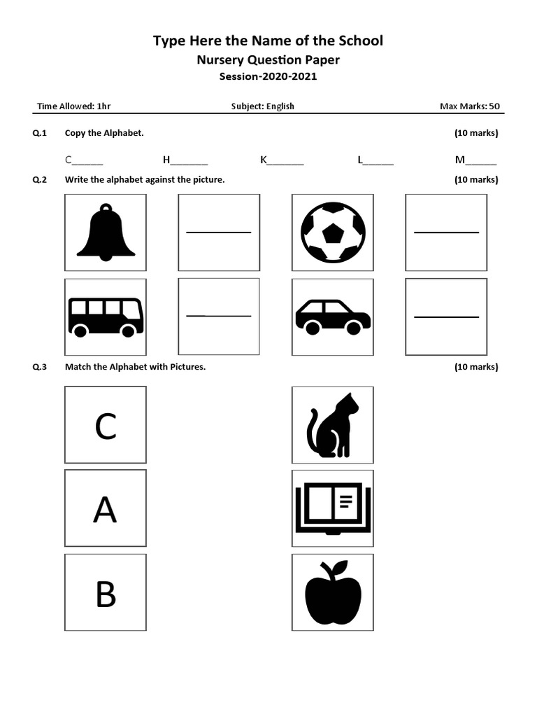 How To Create English Question Paper For Nursery Class in Ms Word 2019 ...