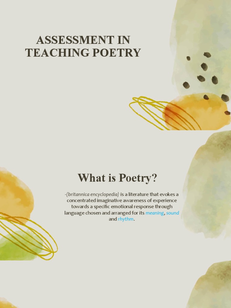 Assessment in Teaching Poetry . | PDF