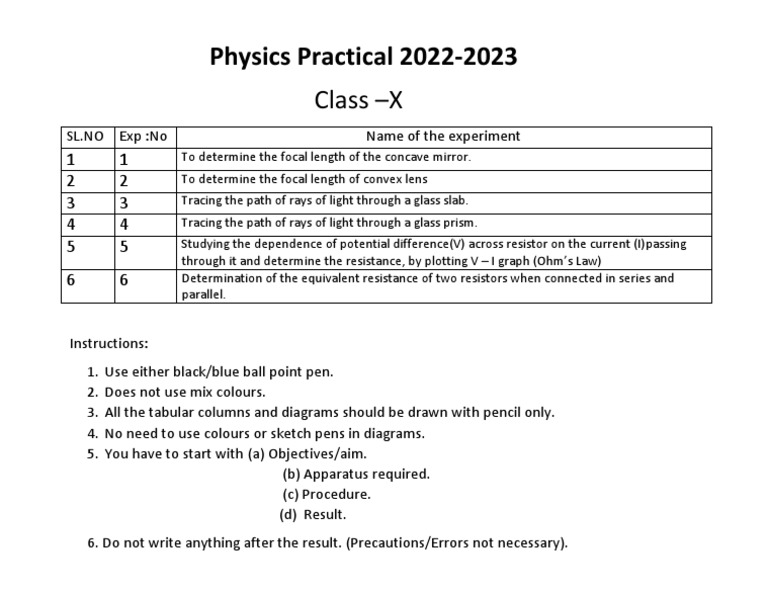 Physics Practical 2022-X | PDF