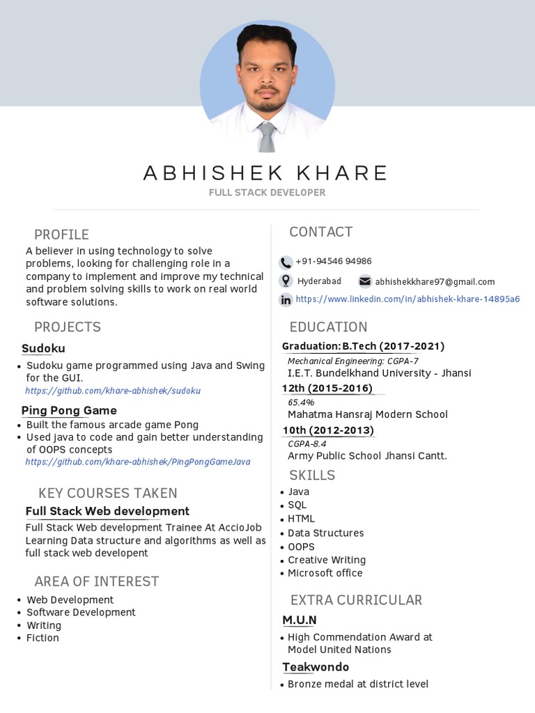 Abhishek Khare Resume | PDF | Java (Programming Language) | World Wide Web