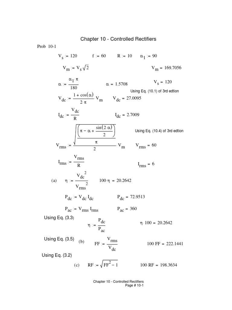 Analysis of Controlled Rectifier Circuits Using Key Equations | PDF | Metrology | Physical ...