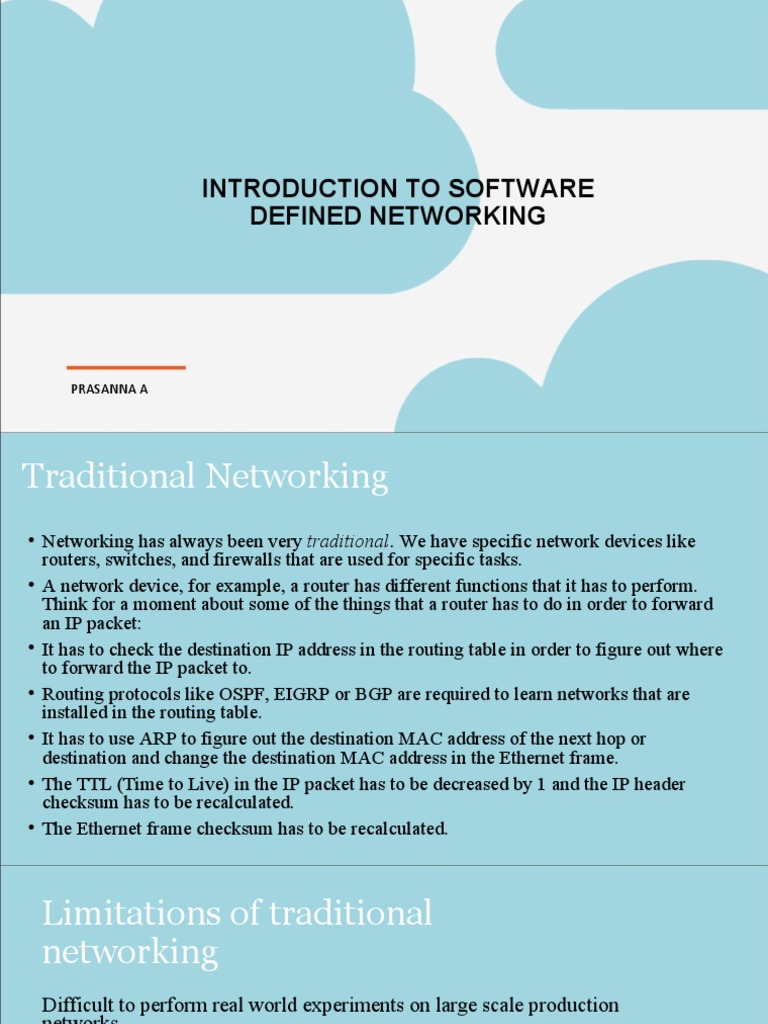 Introduction To Software Defined Networking: Prasanna A | PDF ...