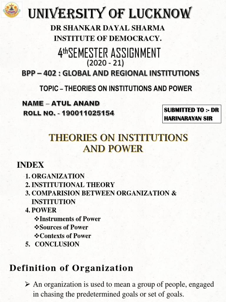 University of Lucknow: 4 Semester Assignment | PDF | Power (Social And ...