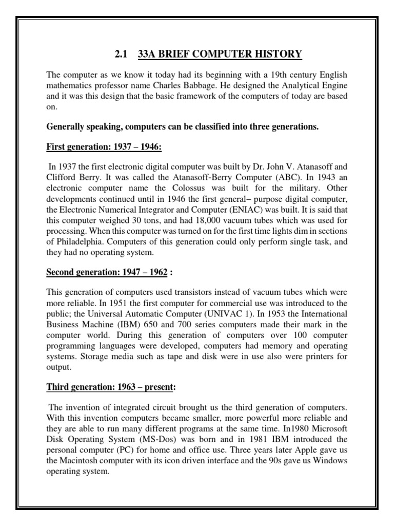 A Brief Computer History PDF | PDF | Computer Data Storage | Operating ...