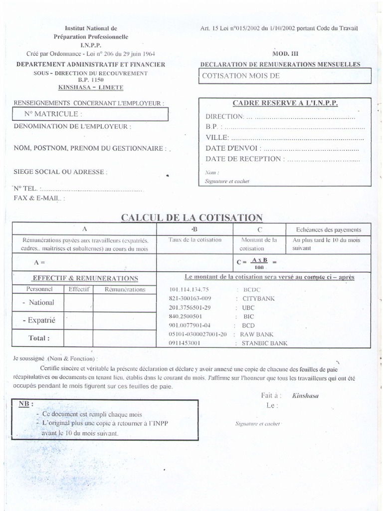 Ancienne Déclaration INPP | PDF