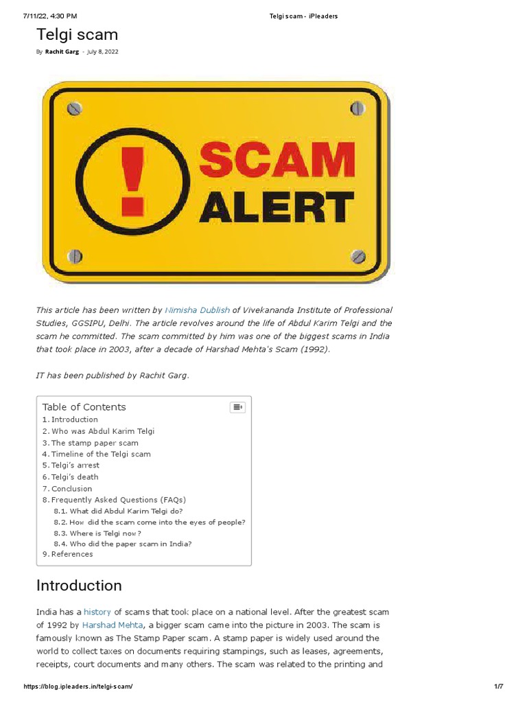 Telgi Scam - IPleaders | Download Free PDF | Criminal Law | Crimes