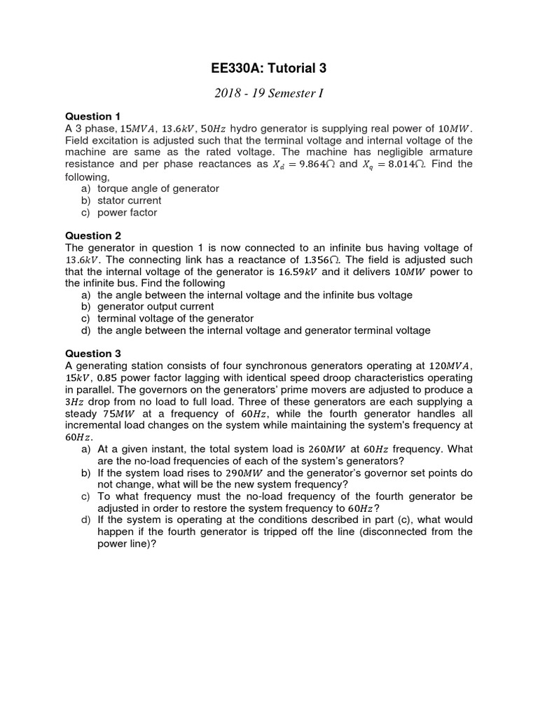 2018 - 19 Semester I: EE330A: Tutorial 3 | PDF