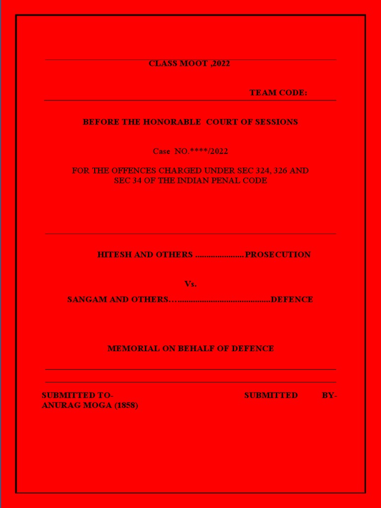 Case NO. /2022 For The Offences Charged Under Sec 324, 326 and Sec 34 ...