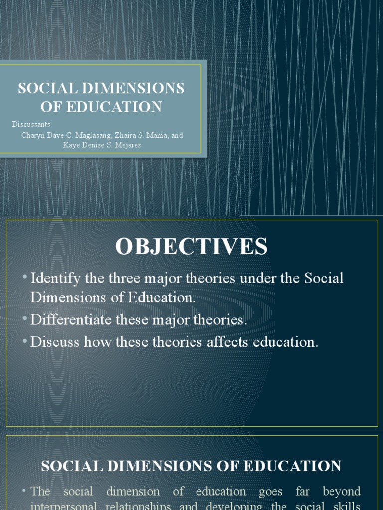 Social Dimensions of Education Theories | PDF | Behavioural Sciences ...