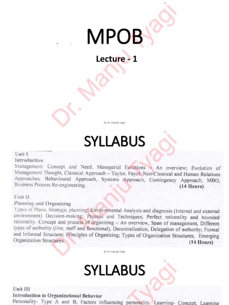 MPOB Management Principles Overview | PDF | System | Systems Theory