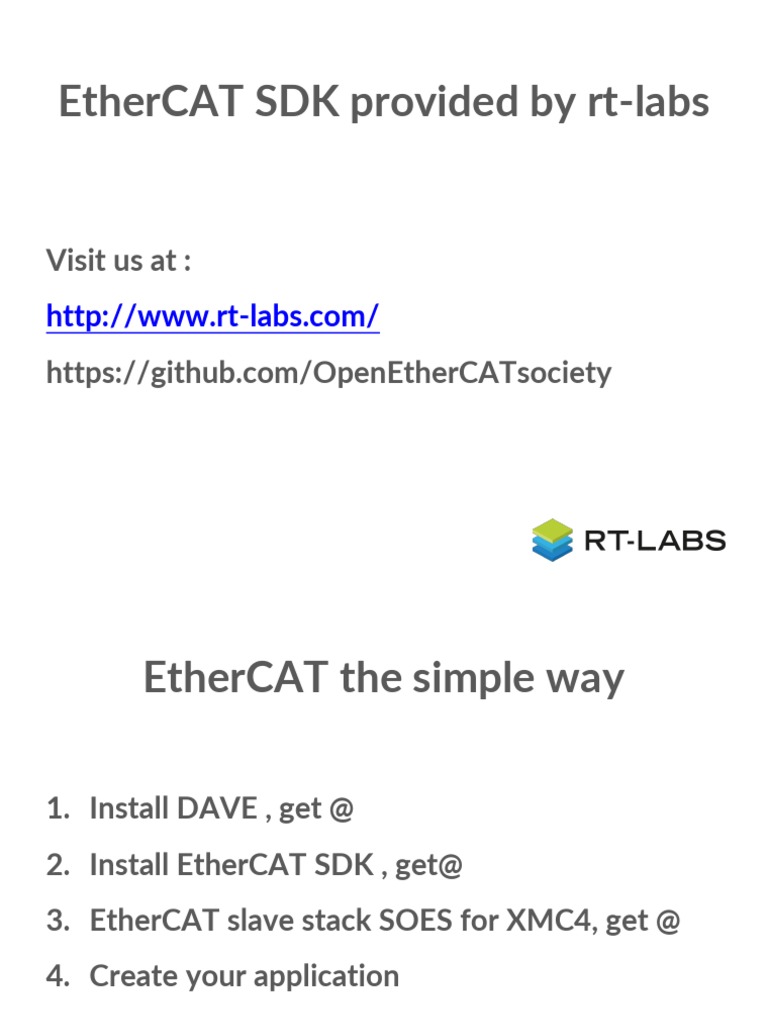 Ethercat SDK Provided by Rt-Labs: Visit Us at | PDF | Parameter (Computer Programming) | Systems ...