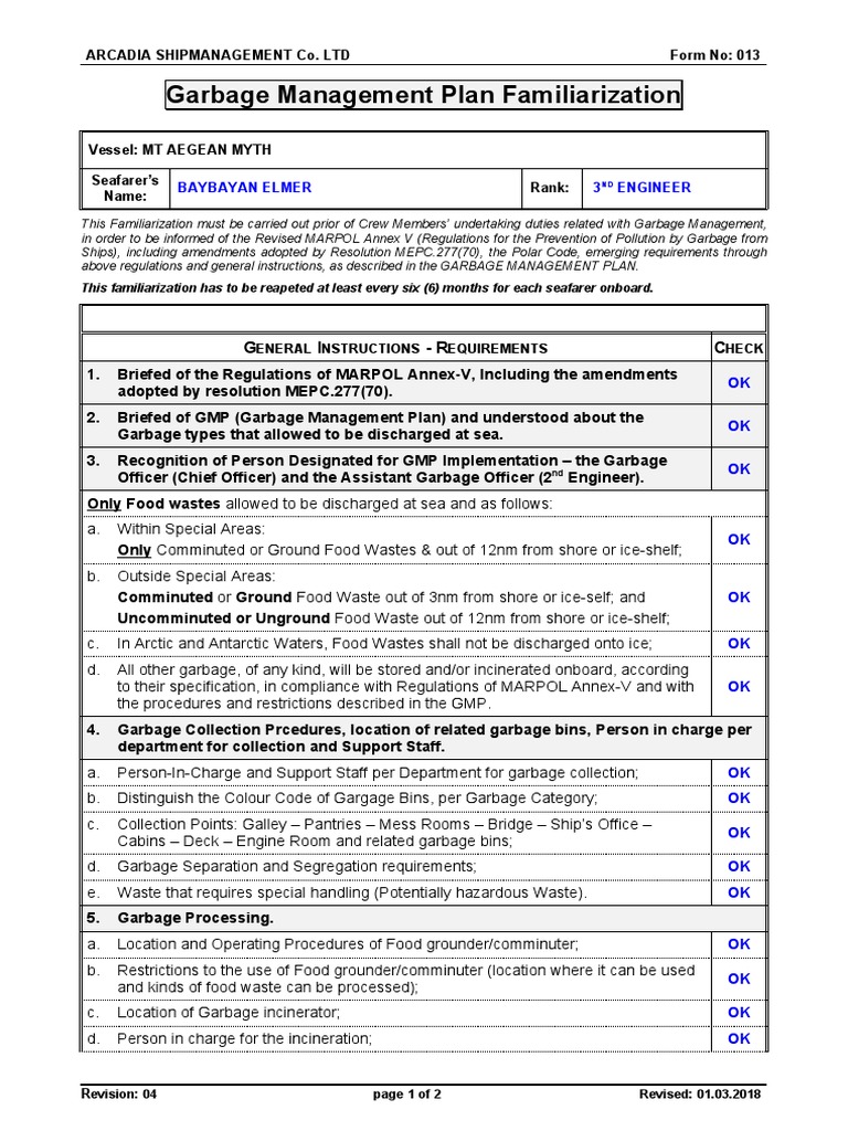 Garbage Management Plan Familiarization: G I - R C | PDF | Incineration ...