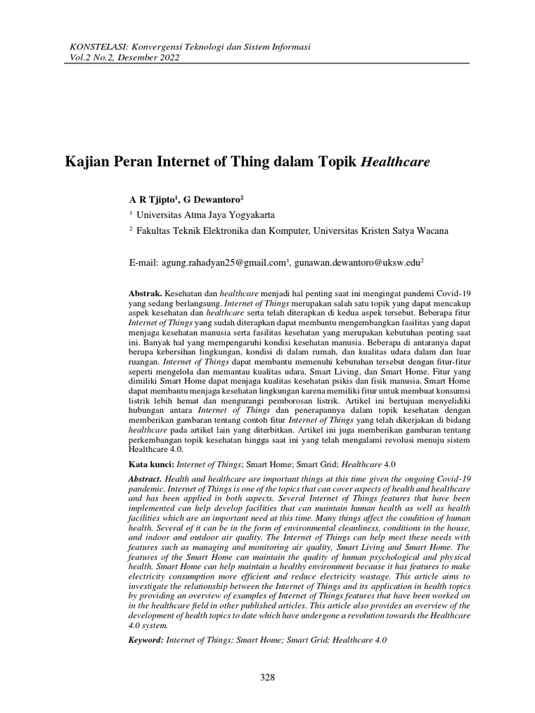 Kajian Peran Internet of Thing Dalam Topik Healthcare | PDF | Komputer