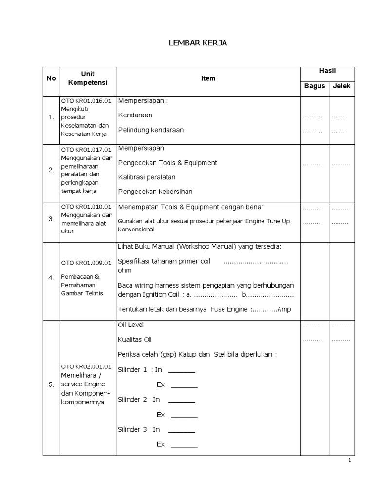 Lembar Kerja ETU Injeksi TUK LSP | PDF