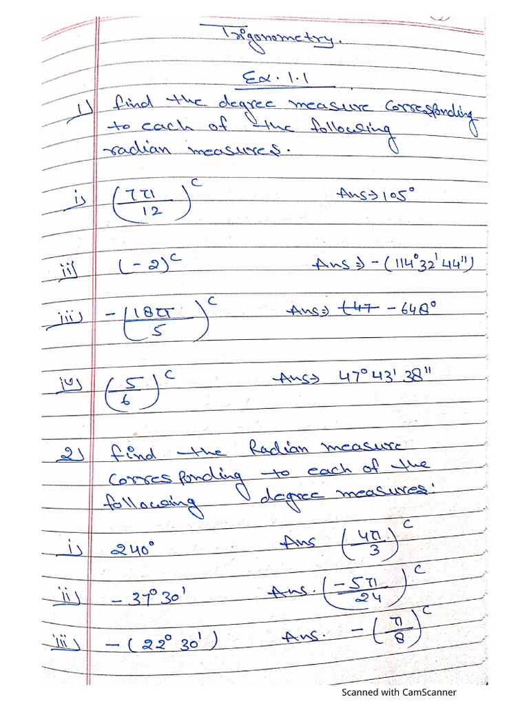 Trigonometry Revision Sheet | PDF