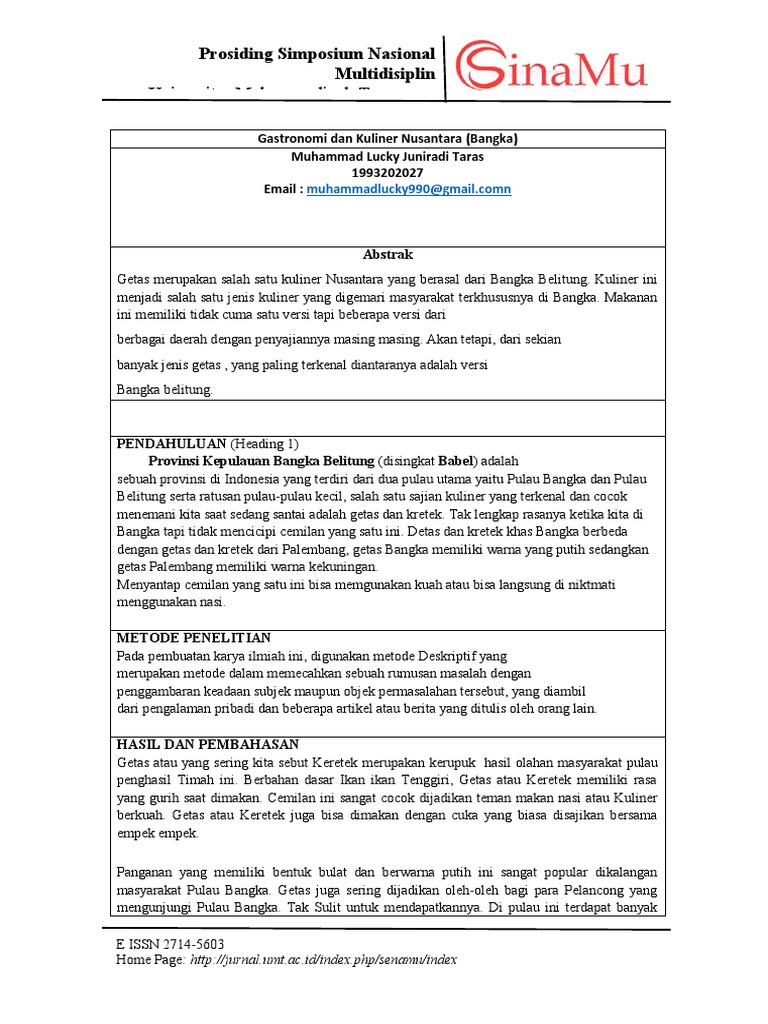Artikel Makanan Khas Bangka | PDF