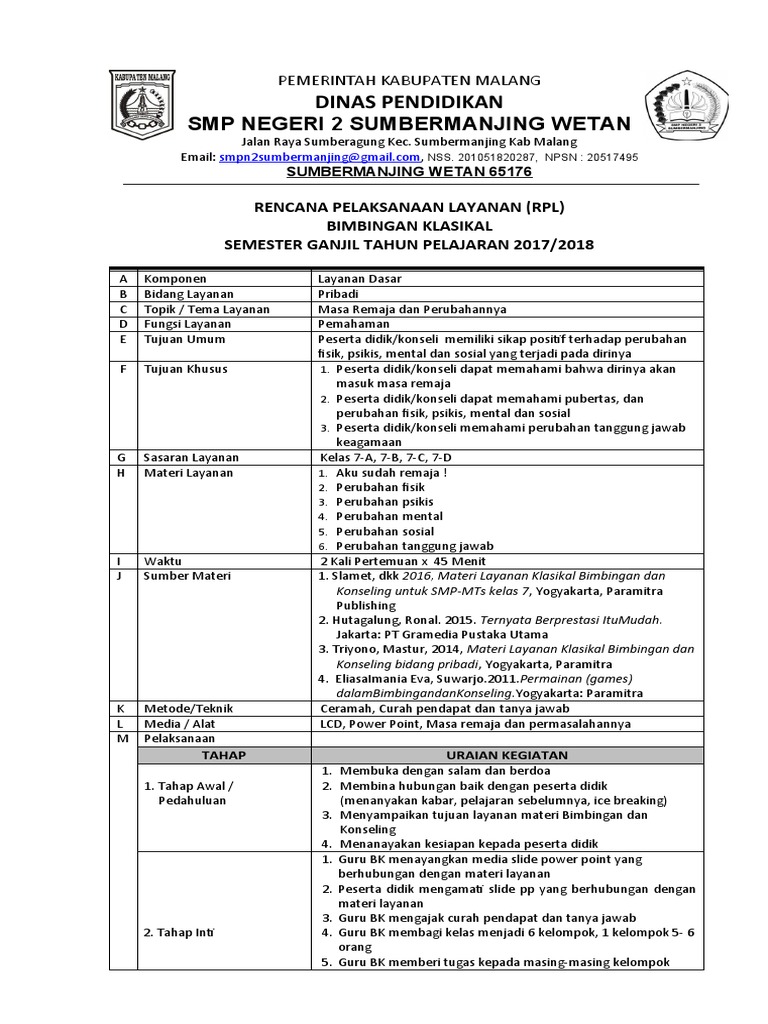 RPL MASA REMAJA DAN PERUBAHANNYA (Genap) | PDF | Karier & Perkembangan ...
