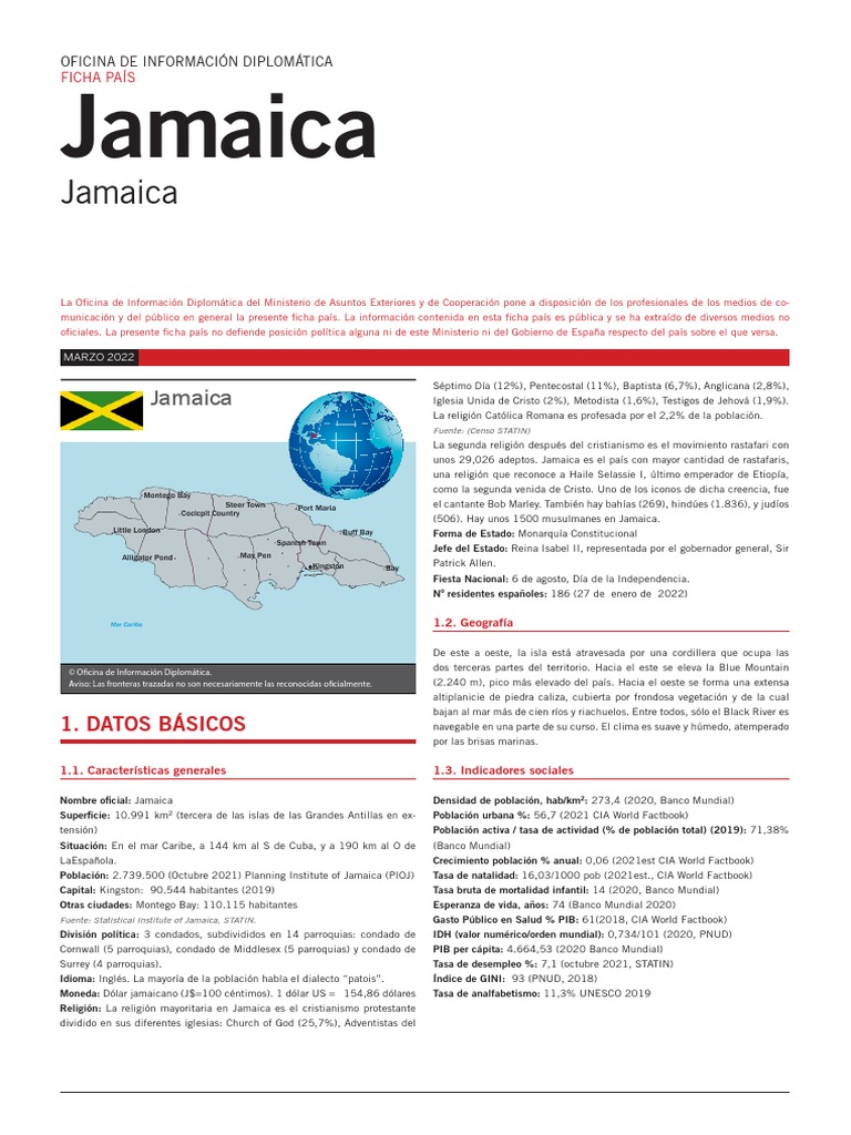 Jamaica - Ficha Pais | PDF | Jamaica | España