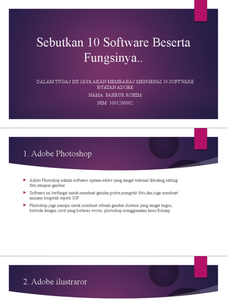Sebutkan 10 Software Beserta Fungsinya | PDF