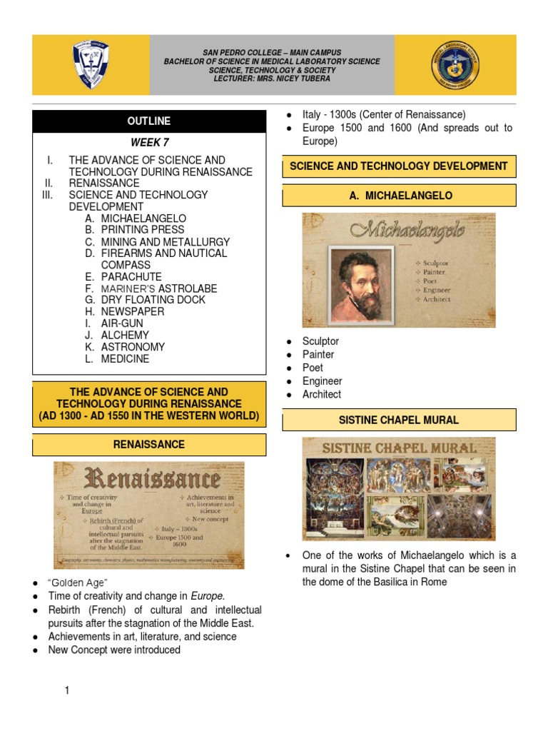 Lesson 7 - A STS 100 - Science and Technology During Renaissance | PDF ...