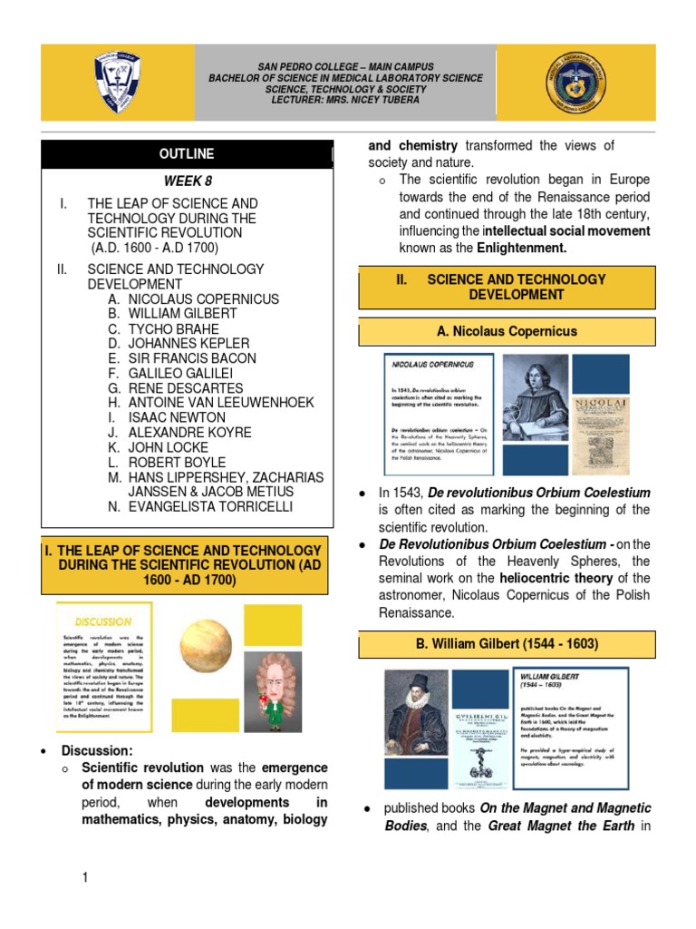 LESSON 8 - STS 100 - DURING SCIENTIFIC REVOLUTION | PDF | Scientific ...