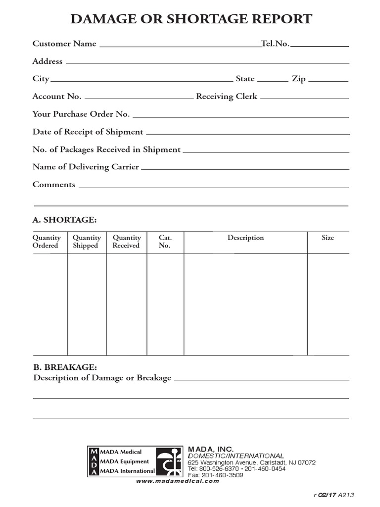 Damage or Shortage Report | PDF | United States Postal Service ...