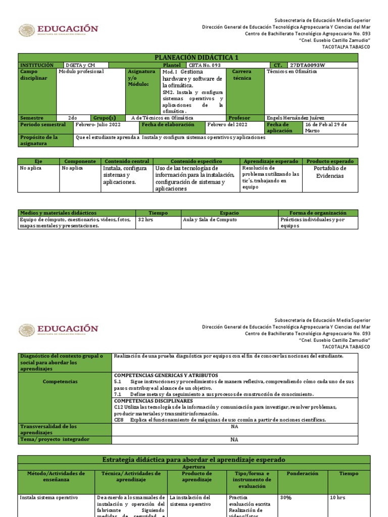 M1Gestiona Hard y Soft SMod2 Inst y Conf S O | PDF | Evaluación ...