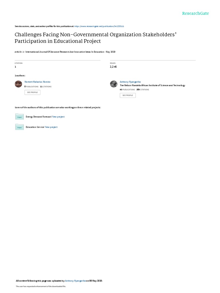 NGO Stakeholder Participation Challenges | PDF | Non Governmental ...