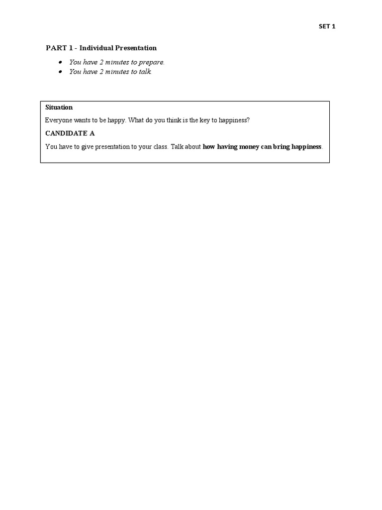 Set 1 Muet Speaking Practice | PDF | Mind | Happiness